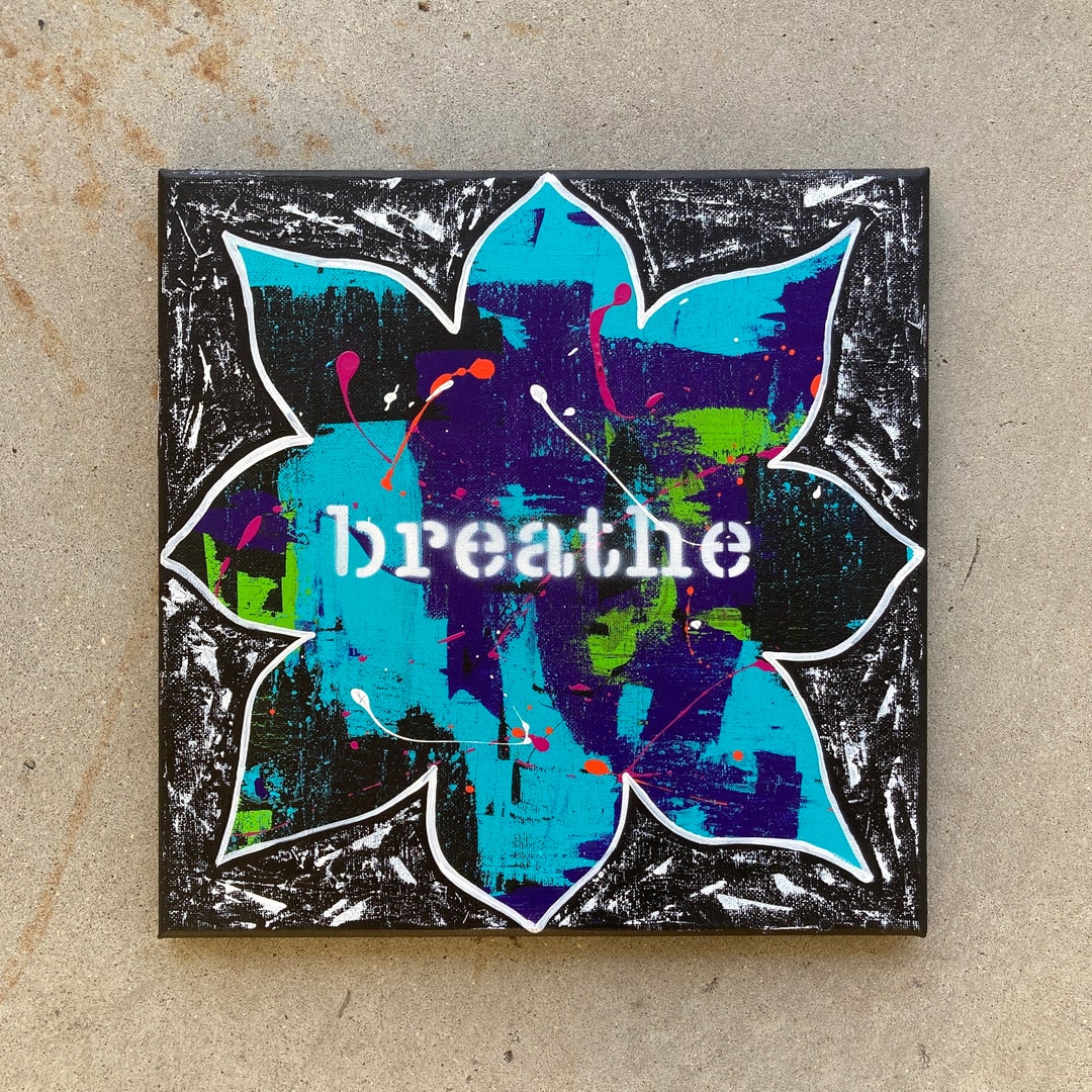 Acrylic Painting breathe Stretched Canvas 12 X 12 Square Abstract Folk ...