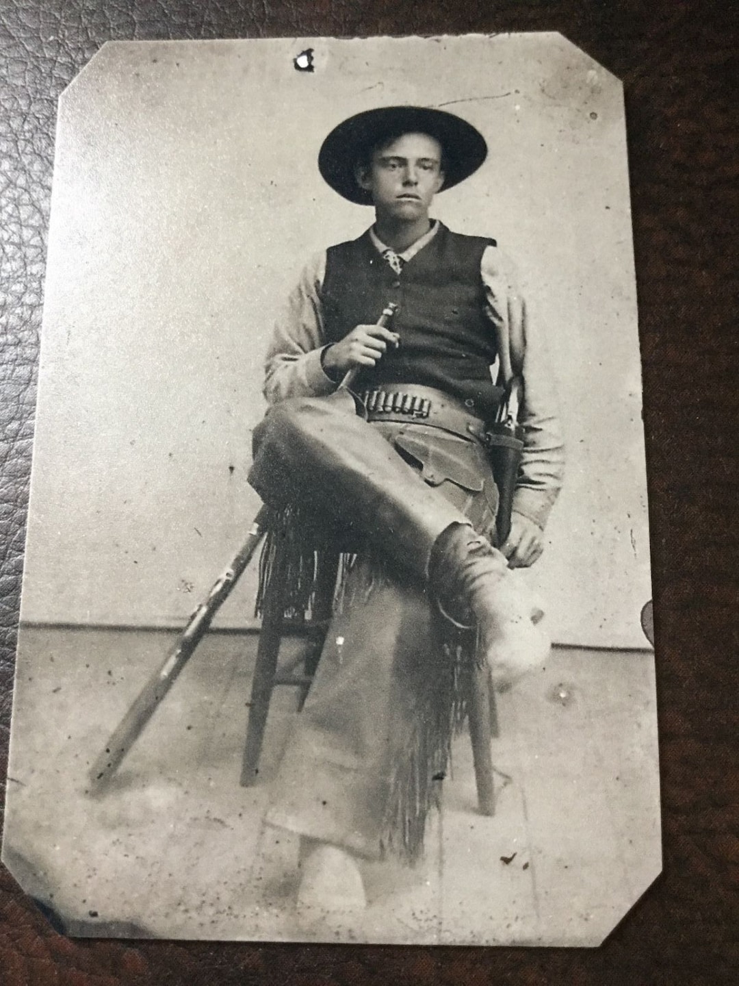 Armed Cowboy Wearing Fringed Leather Tintype C320NP - Etsy