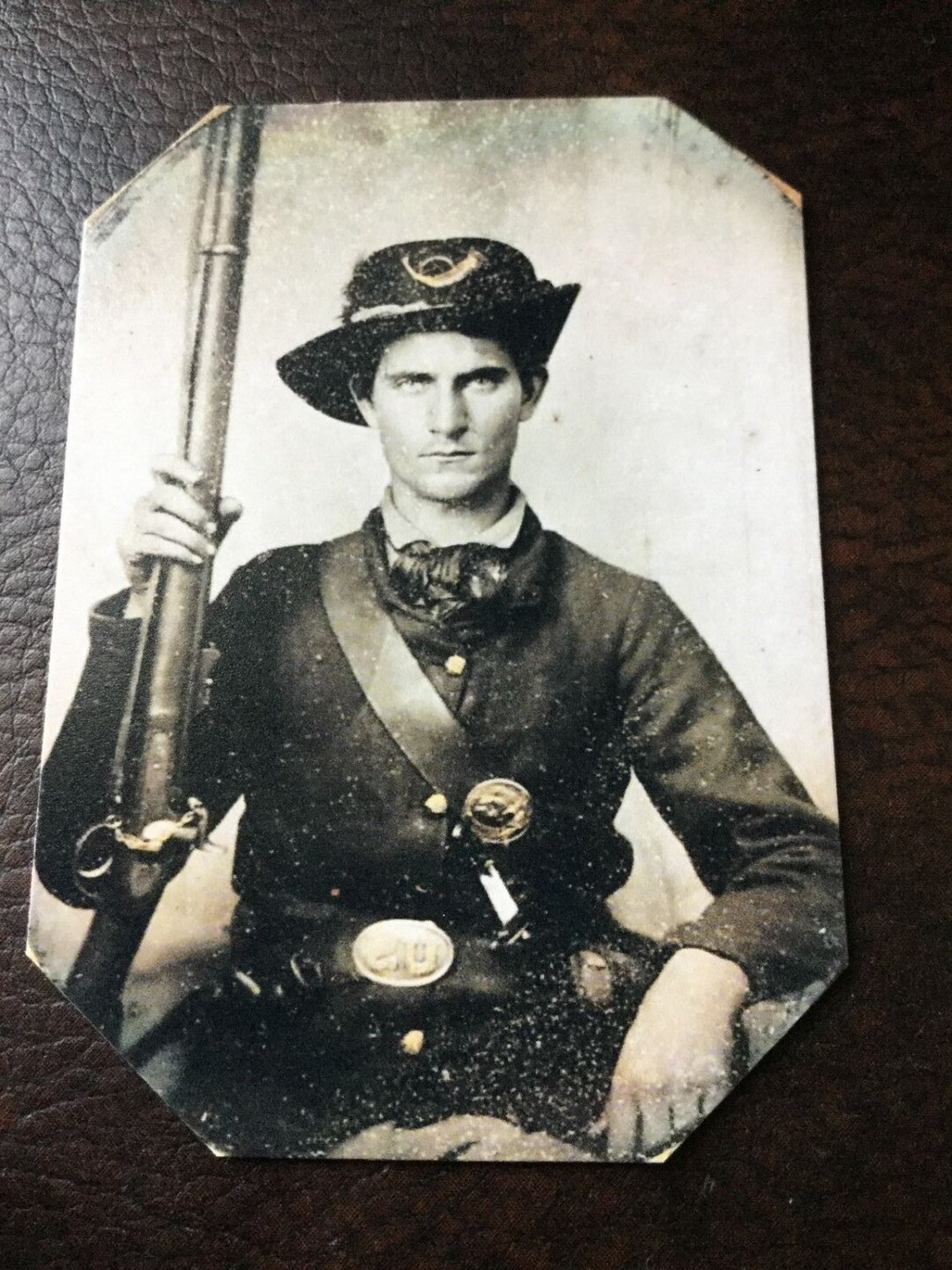 Civil War Confederate Military Soldier With Rifle and Pistol Tintype ...