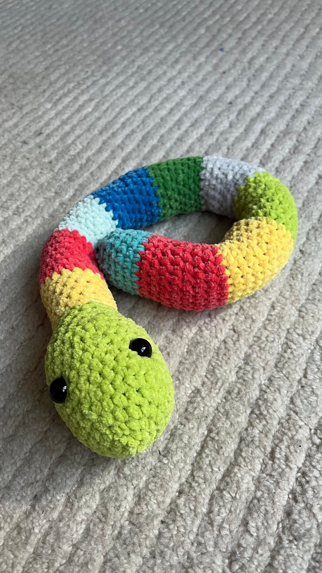 Supersoft Cuddling Amigurumi Worm From Chenille, Happy Colors, Perfect Handmade Gift Idea for ...