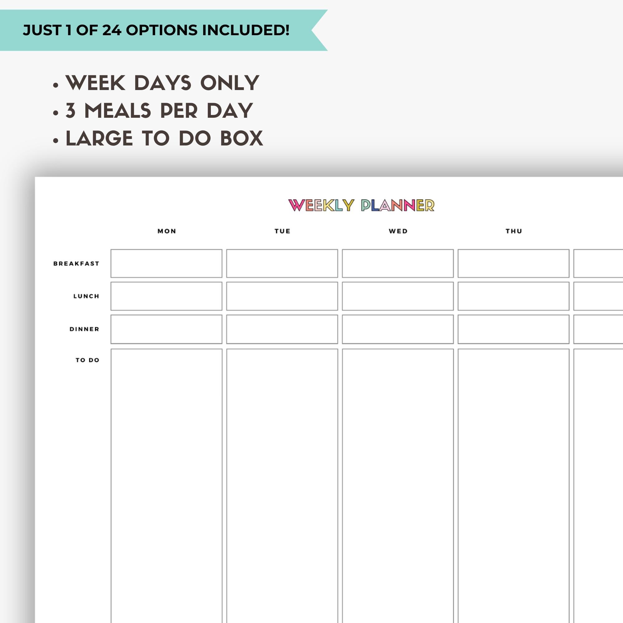 BUNDLE Printable Weekly Planner Colorful Weekly Schedule Undated Week ...