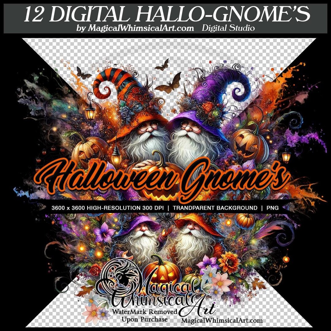 Halloween Gnome Clipart Bundle, Transparent PNG (digital Download) - Etsy