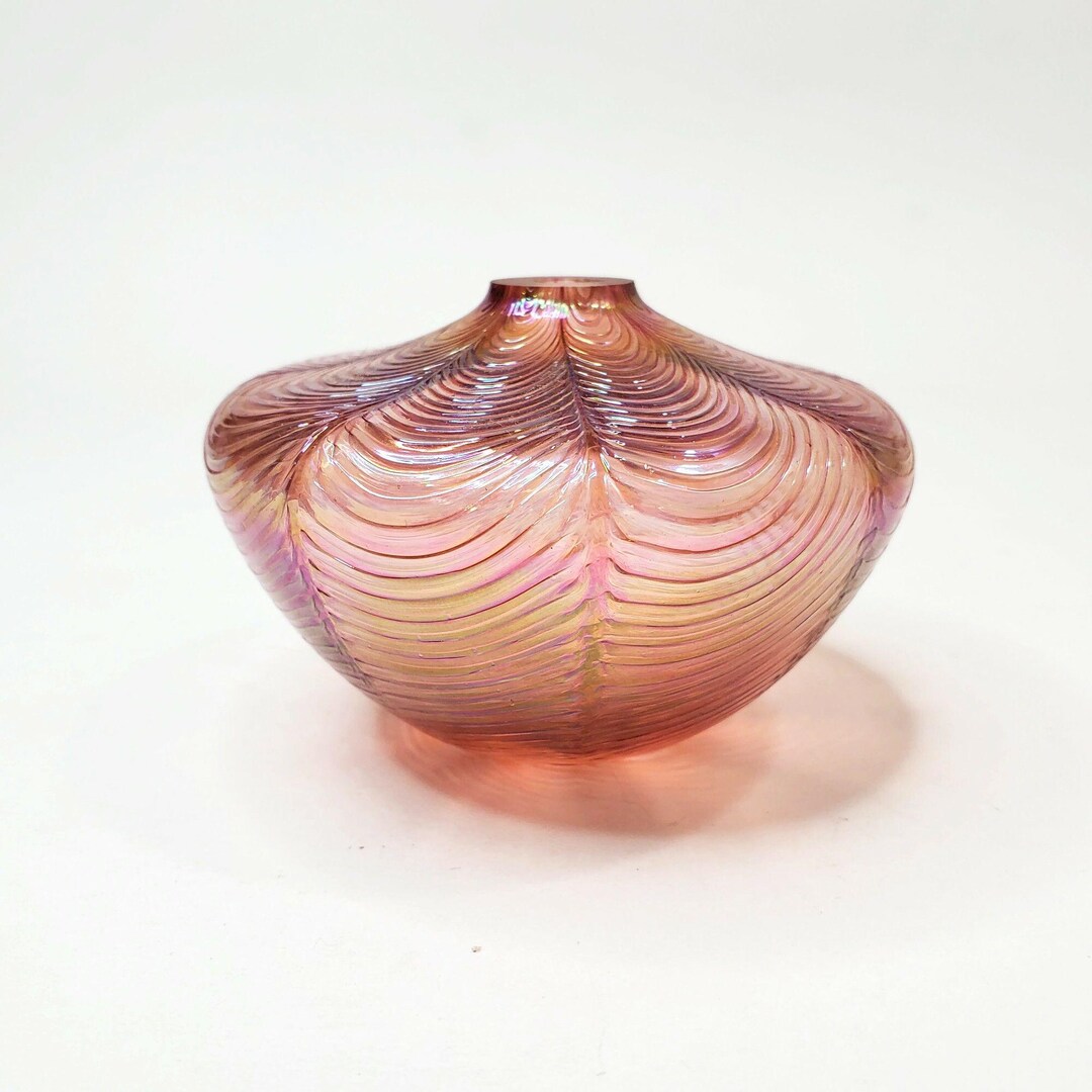 Vintage Pink Iridescent Hand Blown Glass Oil Lamp No Wick - Etsy