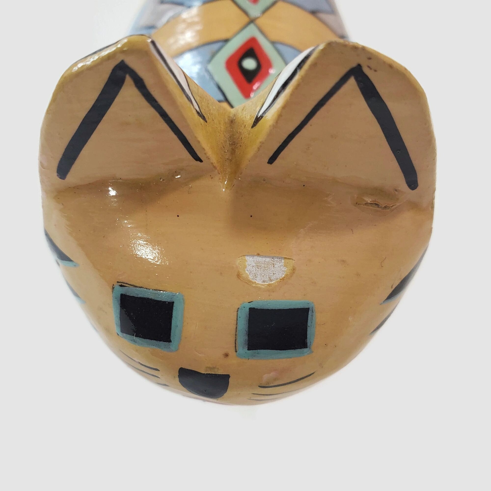 Papier Paper Mache Southwestern Design Folk Art Cat Figurine 2 Chipped ...