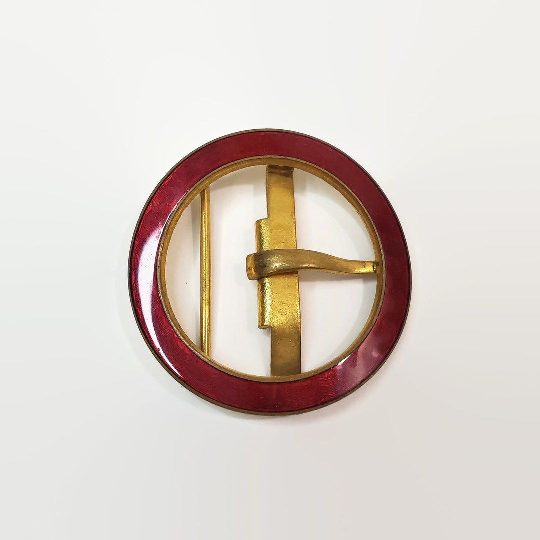 Antique Art Deco Red Guilloche Enamel Belt Buckle - Etsy