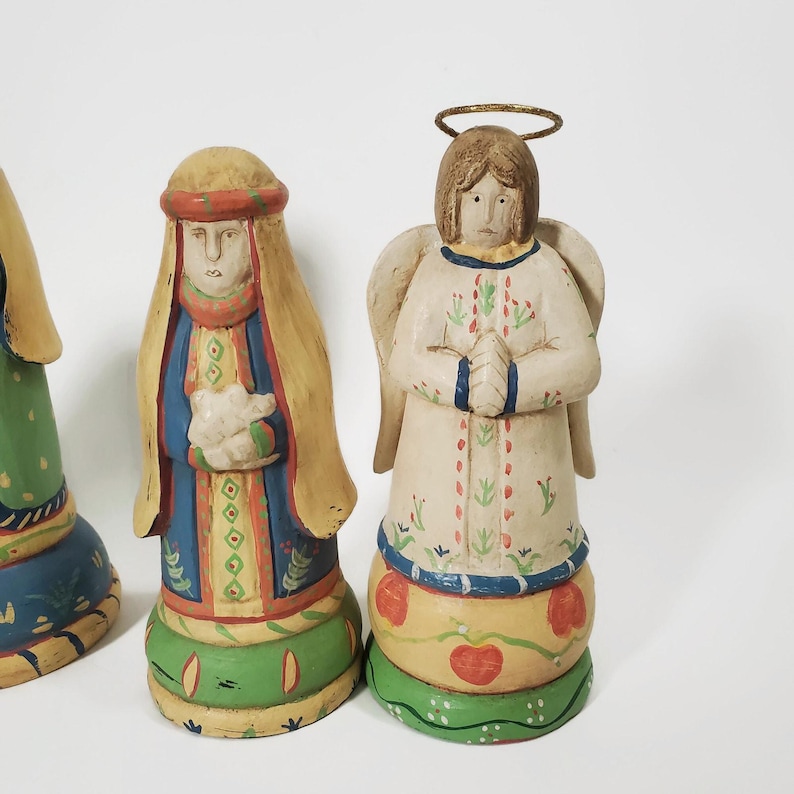 Foreside Gorham Maine Folk Art Nativity Figures Set Hand Painted - Etsy