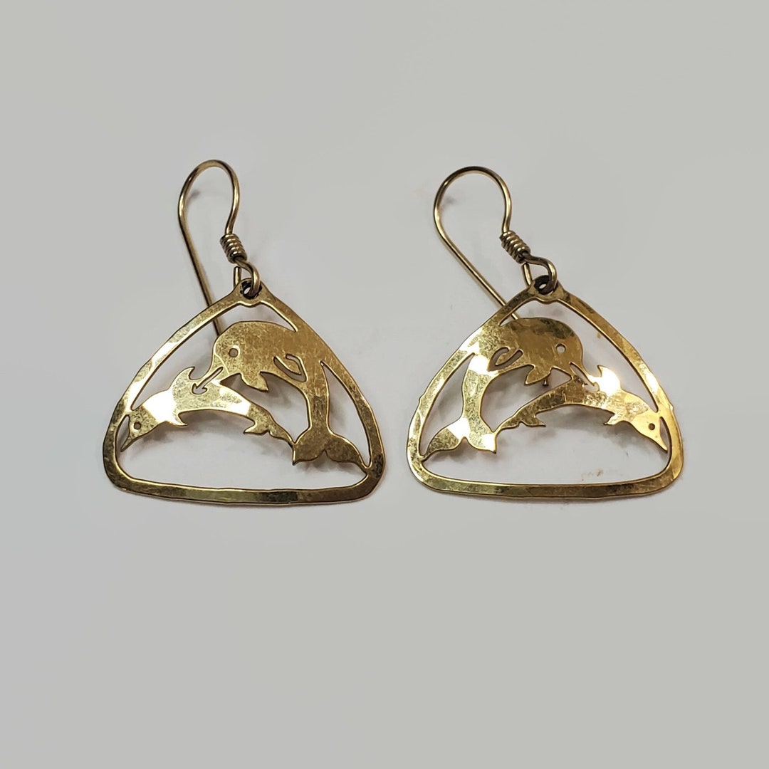 Wild Bryde Dolphin Gold Tone Earrings - Etsy