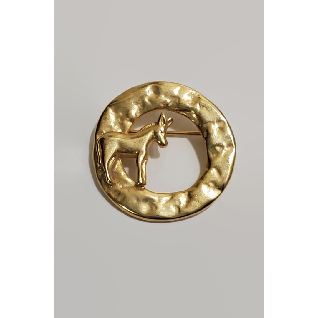 Vintage Ann Hand Donkey Gold Tone Brooch Pin - Etsy