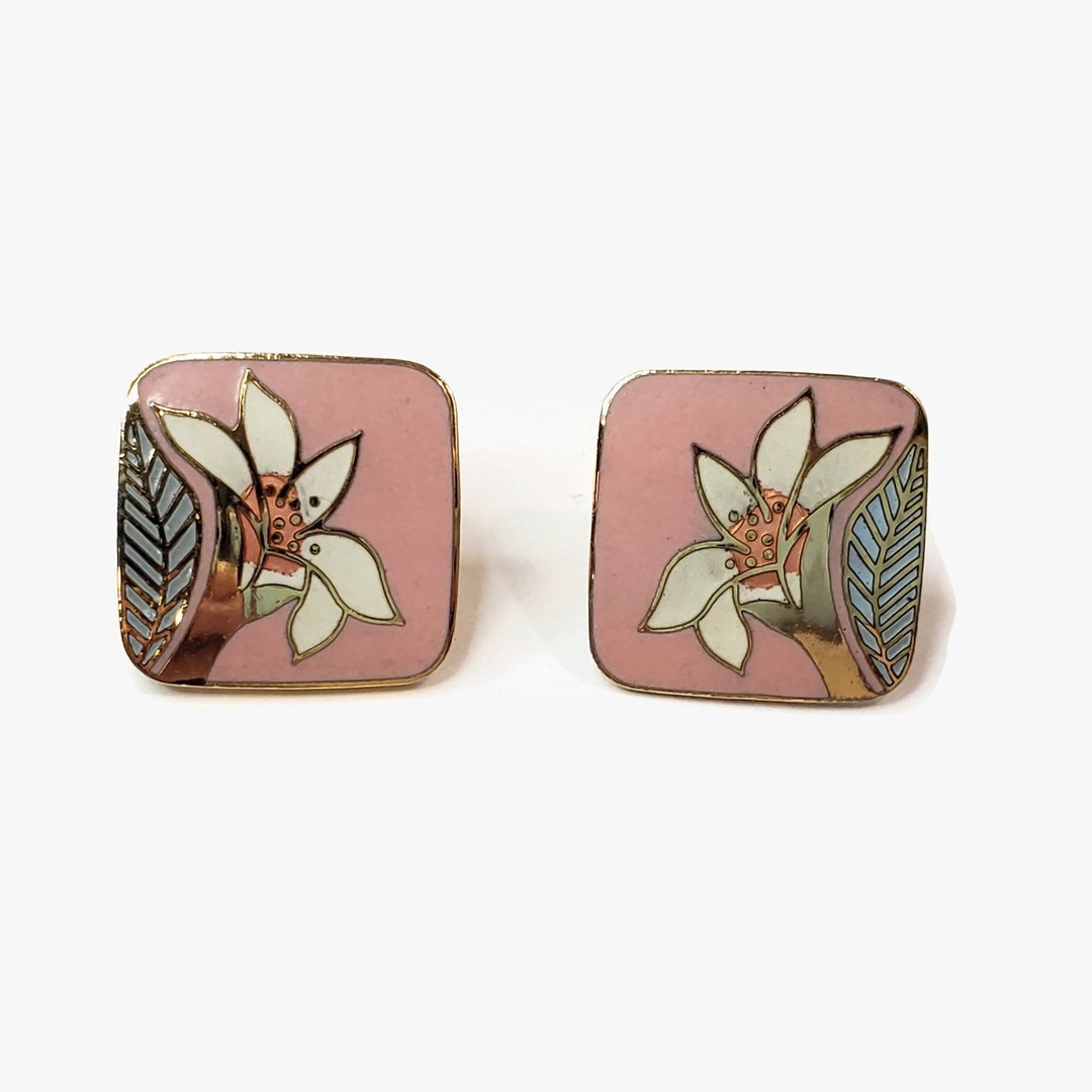 Laurel Burch Wild Lilly Pink Enamel Gold Tone Clip Earrings - Etsy