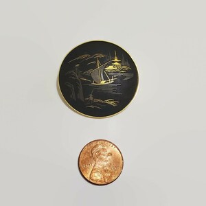 Vintage Amita Japanese Damascene Boat Landscape Brooch Pin - Etsy