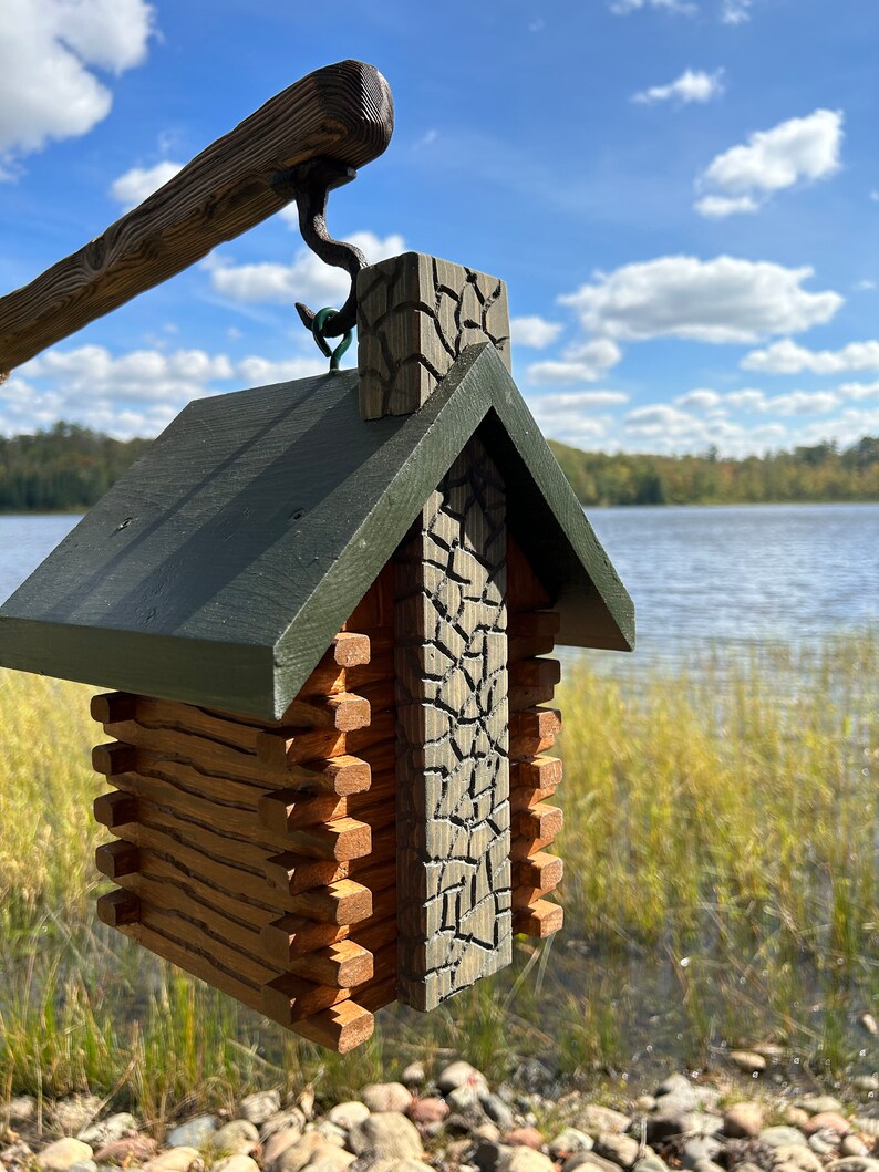 Rustic Log Cabin Style Birdhouse - Etsy