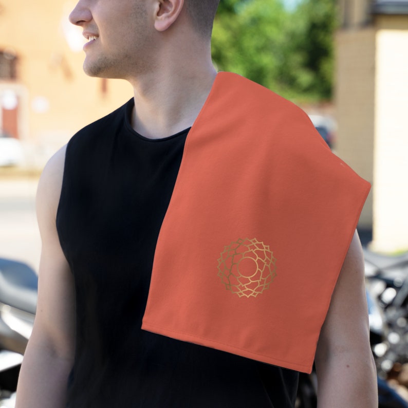 Gold Crown Chakra Sacred Geometry Exercise & Workout Towel, Peach ...