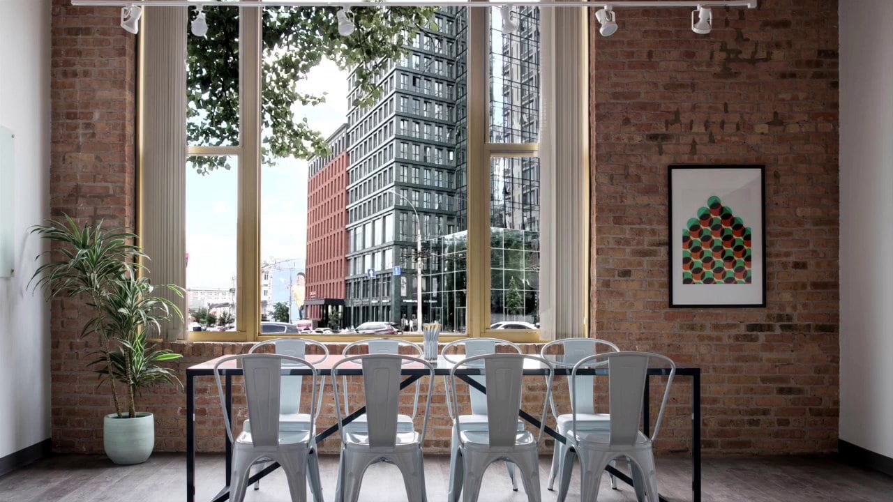 Zoom Video Background: Industrial Office With Large Window Overlooking ...