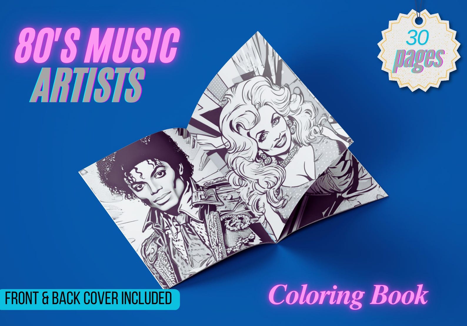 80s Music Icons Coloring Book | Retro Rock and Pop Legends | Digital ...