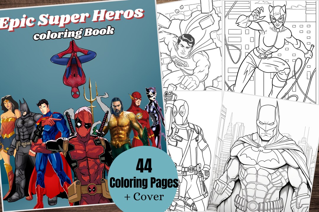 Super Hero Themed Coloring Book Instant Download Detailed & Epic ...
