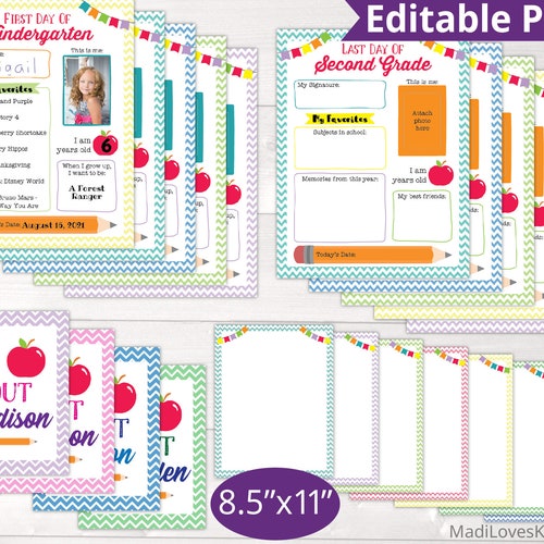 Editable School Memory Book Box Kit Girls First Day of - Etsy