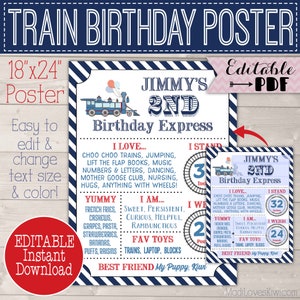Vintage Train Birthday Poster, Printable Ticket Party Photo Prop ...