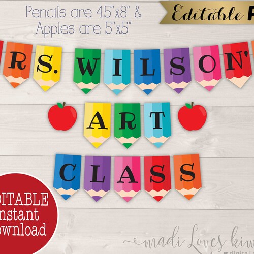 School Theme PRINTABLE Banner Back to School Garland Pennant - Etsy