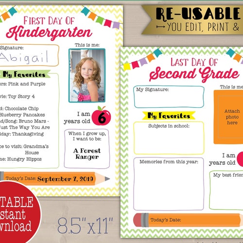 DIGITAL FIRST and LAST Day of School Pages Back to School - Etsy