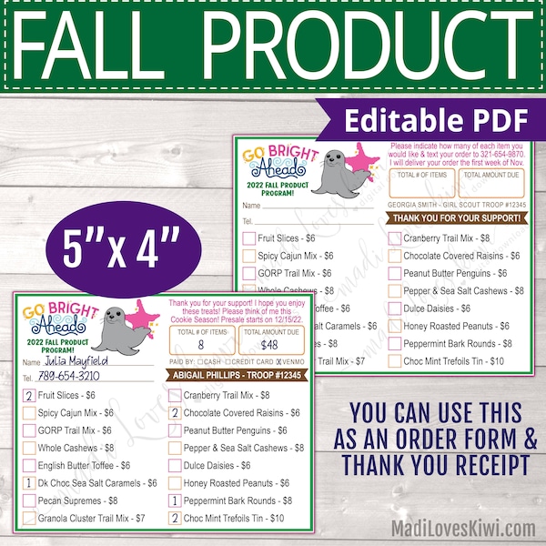 Girl scout fall product receipt - Etsy France