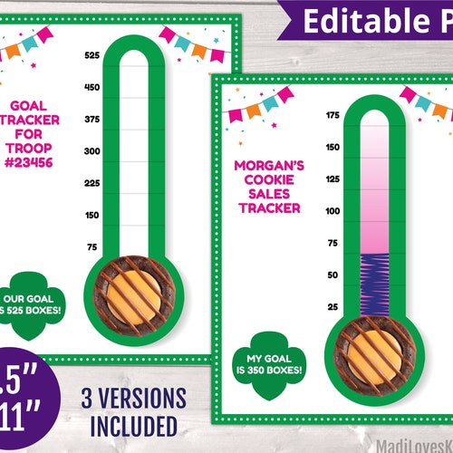 Girl Scout Cookies Goal Tracker Worksheet Booth Fundraising - Etsy