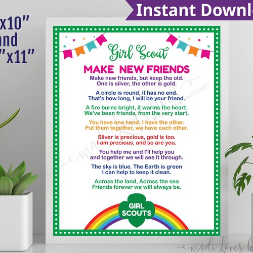 Printable Girl Scout Make New Friends Poster for Troop 8x10 & - Etsy