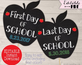First Day of School Sign EDITABLE PDF Printable Back to | Etsy