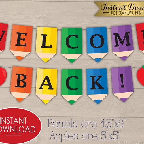 Personalized Rainbow Welcome Banner Printable Pencil Back to - Etsy