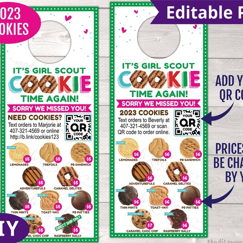 Girl Scout Cookie 2023 Door Hanger ABC Cookie Door Sign - Etsy