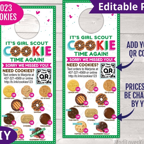 2023 Abc Girl Scout Cookie Order Form Printable Editable Sale Etsy