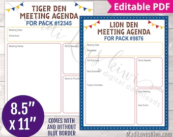 Printable Cub Scout Den Birthday Tracker, Editable Pack Leader Meeting ...