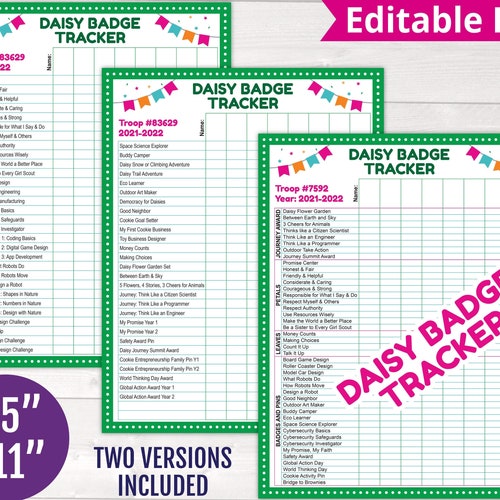 Girl Scout Daisy Badge/award Tracker Instant Download - Etsy