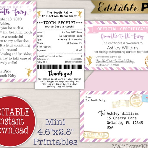 INSTANT DOWNLOAD Lost Tooth Receipt Tooth Fairy Receipt | Etsy