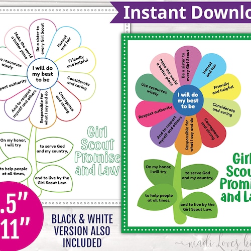 Printable Girl Scout Promise and Law Poster for Troop 8x10 & - Etsy Canada