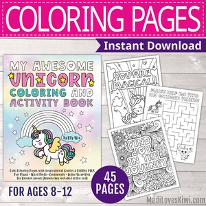 Printable Unicorn Coloring Book, Instant Download Puzzle Activity for ...