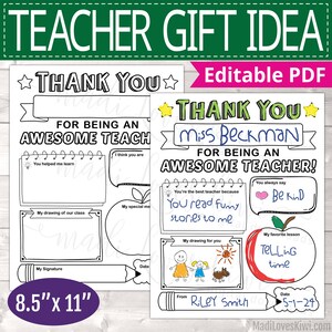 Personalized Teacher Appreciation Gift Idea, Editable Memory Book ...