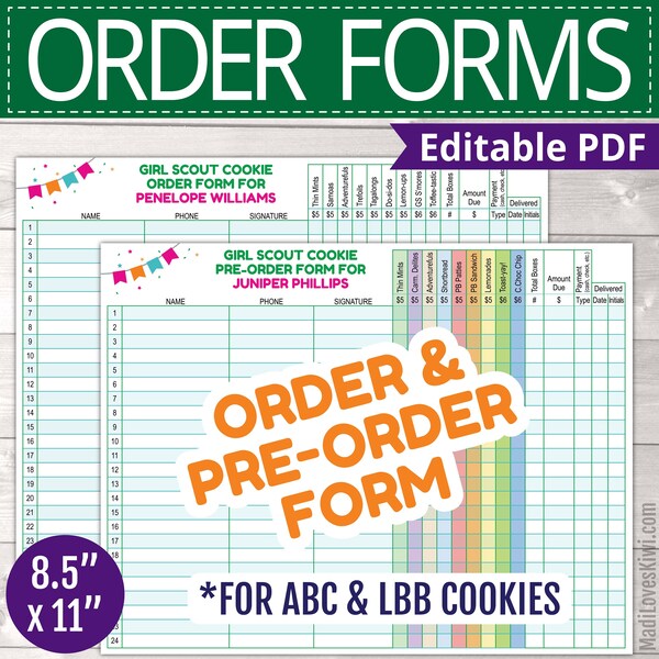 Girl Scout Cookie Order Forms - Etsy
