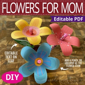 Printable Flower Mothers Day Card for Mom, Editable Happy Mother's Day ...
