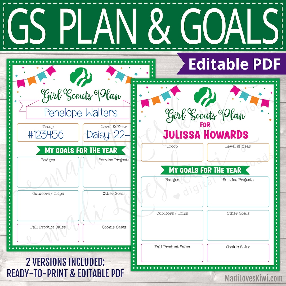 Printable Scout Plan & Goal Planner, Editable Troop Meeting Activity ...