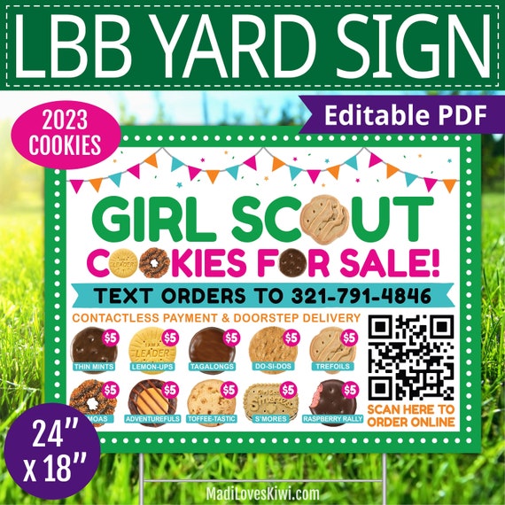 2023 LBB Girl Scout Yard Sign with QR Code, 24x18 Cookie Lawn Chart ...