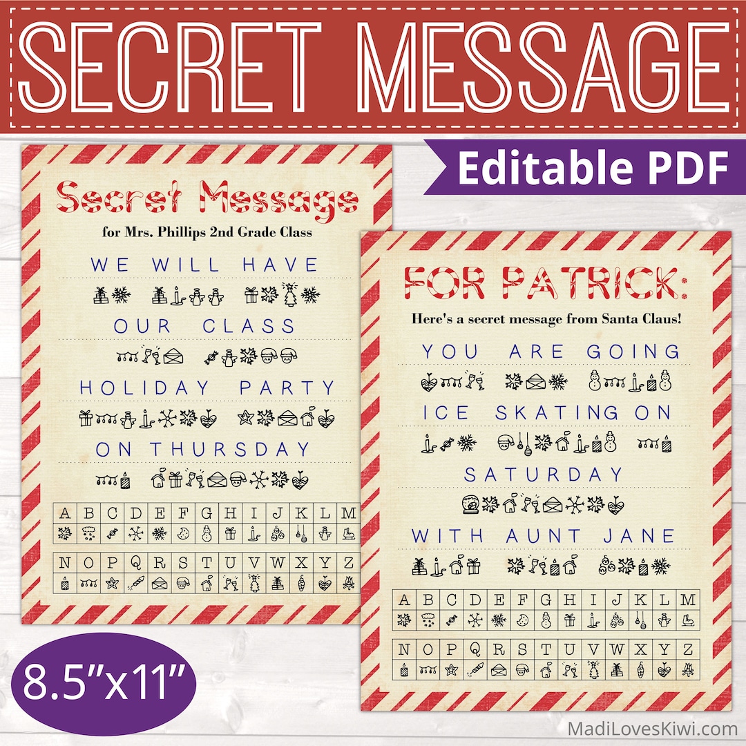 Editable Secret Message From Elf, Printable Christmas Worksheet Instant ...