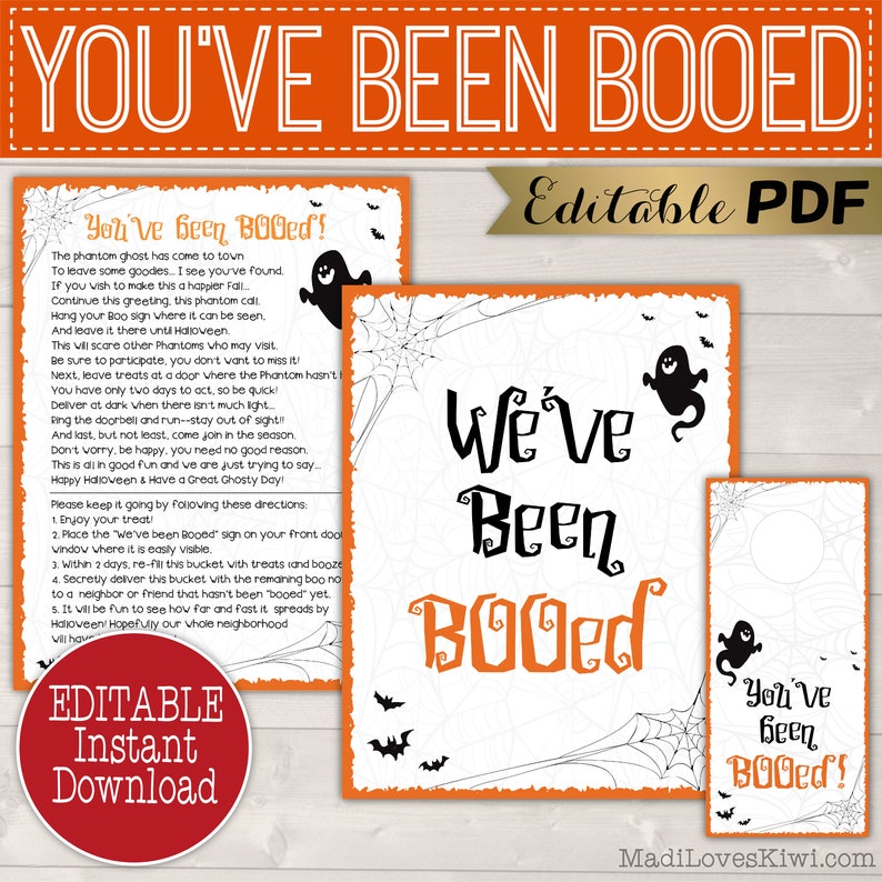 Editable You've Been Booed Halloween Game Kit Printable | Etsy