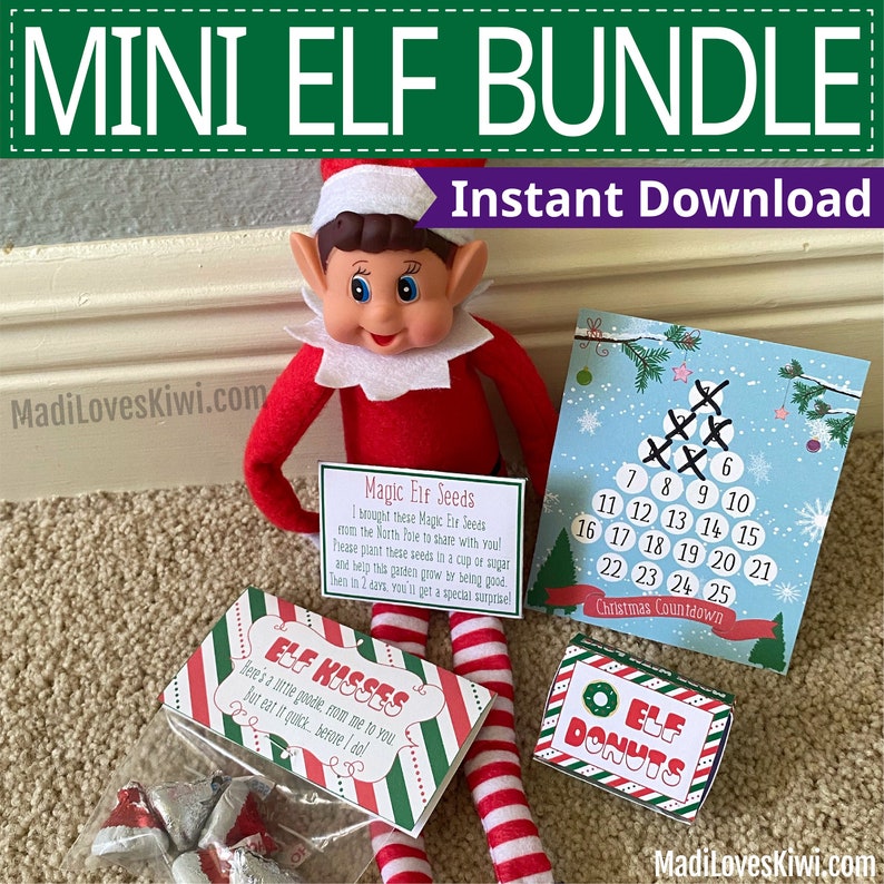 Printable Elf Prop Kit Donut Box Instant Download Christmas - Etsy UK