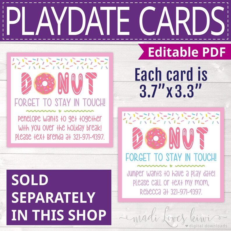 Editable Playdate Calling Card for Kid Printable Summer Play - Etsy
