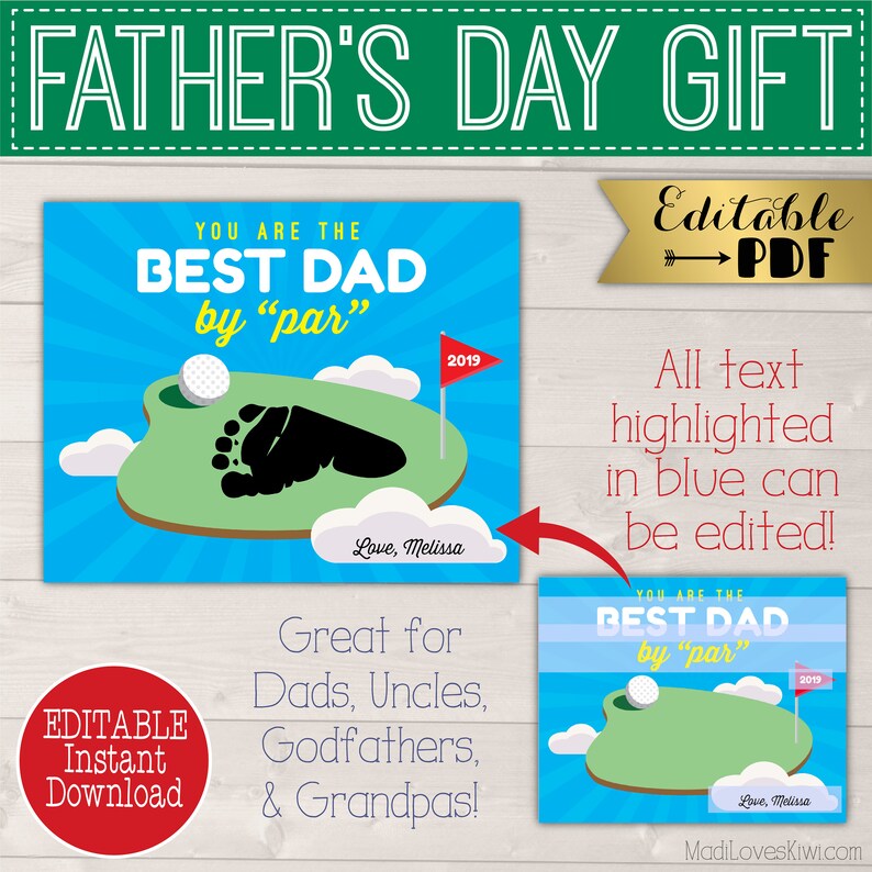 Best Dad by Par Baby Footprint Father's Day Gift - Etsy