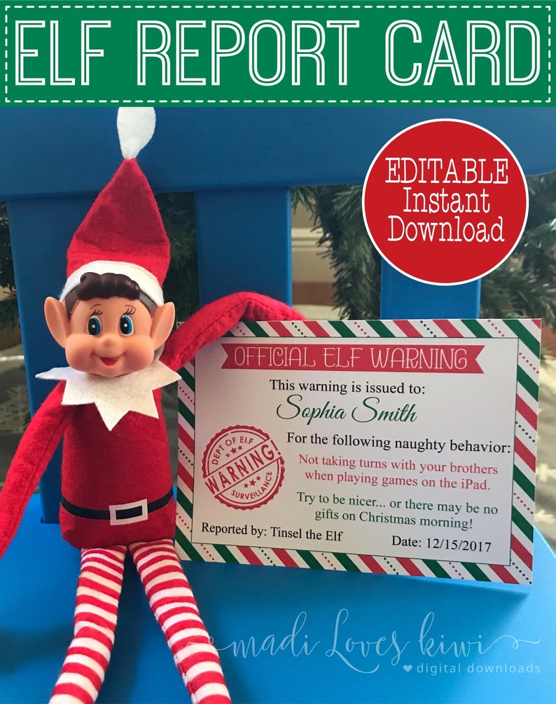 Printable Elf Report Card Editable Naughty Warning Letter - Etsy