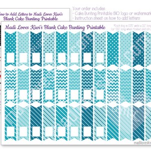 Blue Cake Bunting Topper Instant Download, Cupcake Banner Printable ...