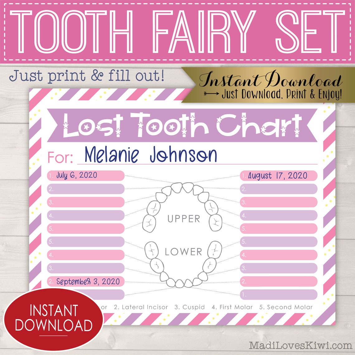 Official Certificate from Tooth Fairy Printable Lost Teeth | Etsy
