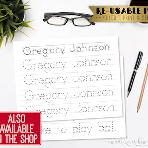 Cursive Name Writing Worksheet, Editable Script Handwriting Practice ...