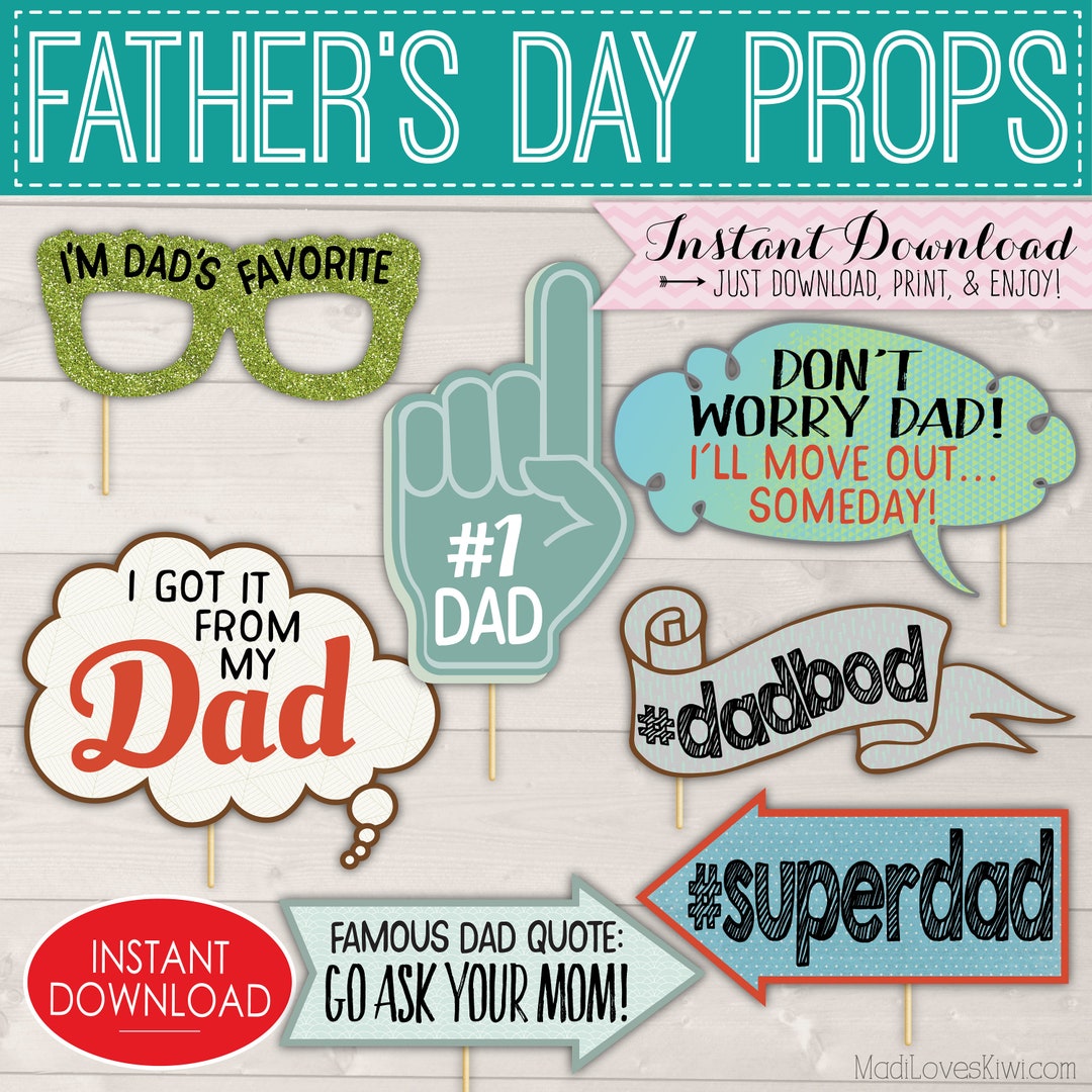 Father's Day Photo Booth Props, Happy Fathers Day Signs, Printable ...